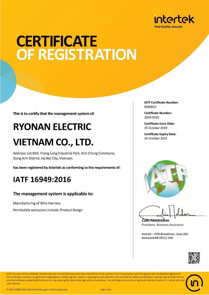 Certification Iatf 16949 2016